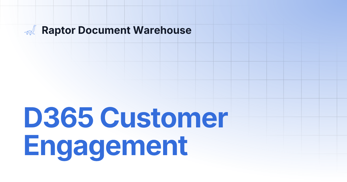 D365 Customer Engagement | Raptor Document Warehouse